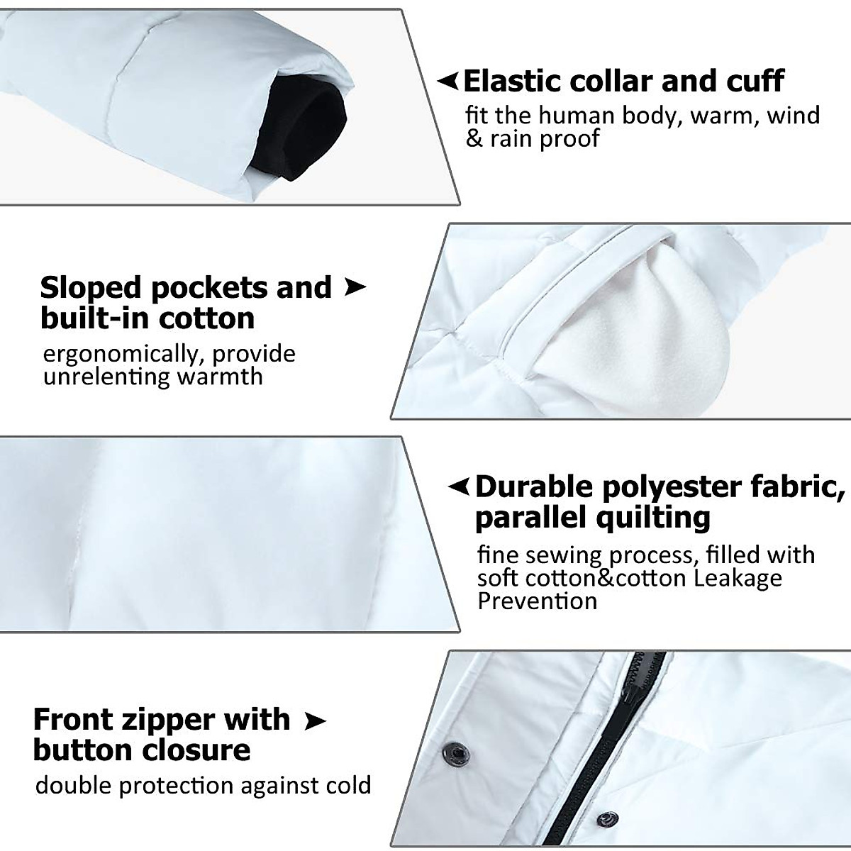 BINACL Long Hooded Down Alternative Overcoat, Sports Thermal Zip Up Thickened Jacket with Fur Trim Puffer 100% Polyester Weathered Motorcycle Softshell Cotton Padding Jacket for Girlfriend(White,M)