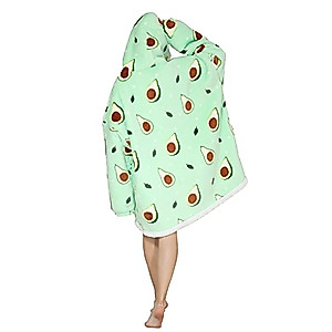 LorranTree Hoodie Wearable Blanket Oversized Sweatshirt with Pockets TV-Blanket for Adults Men Women Avocado Sherpa Cows One Size Fits All TV2201-NYG