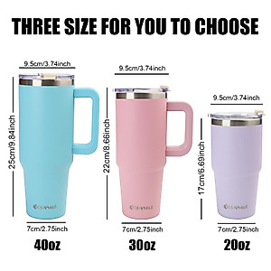 AQUAPHILE 40 oz Insulated Tumbler with Handle, Stainless Steel Travel Mug with Lid and Straw, Double Wall Vacuum Leak Proof Portable Coffee Tumbler, Thermal Cup for Car, Camping, Outdoor(Peach Pink)