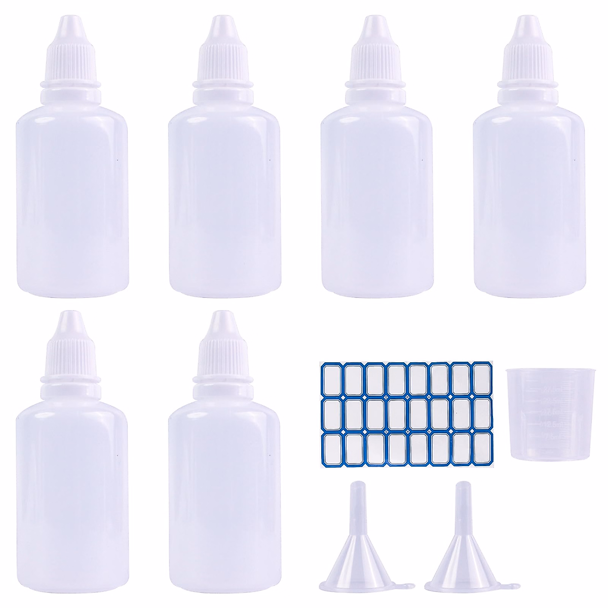 DHAIQC 6 Pcs 50ML Plastic Dropper Bottle, Plastic Empty Squeezable Eye Dropper Bottles Mini Squeeze Eye Liquid Dropper Bottle with Cap (50ml)