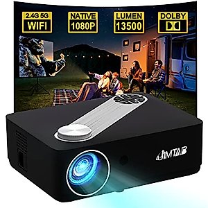 JIMTAB M22 Native 1080P WiFi Video Projector,Short Throw Screen Mirroring 2.4G 5G Projector Support AV,USB,HDMI,TF Compatible with Xbox,Laptop,iPhone and Android (Graphite)