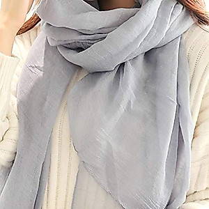 Tongcloud 6pcs Women Soft Cotton Hemp Scarf Shawl Long Scarves, Scarf and Wrap, Big Head Scarves Soft Long ScarvesTravel (Black, Light Gray, Khaki, Light Pink, Light Purple, Beige, 35.4x70.8'')