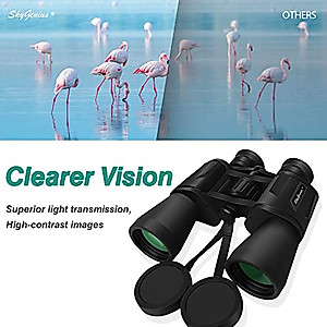 SkyGenius 10 x 50 Binoculars for Adults Full-Size, Binoculars for Bird Watching Sightseeing Wildlife Watching with Low Light Night Vision