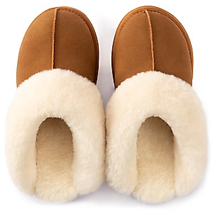 LazyStep Women's Moody Fuzzy Platform House Slippers, Mini Boots with Comfort Memory Foam, Slip-on Warm Fluffy Outdoor Indoor House Shoes(FW2024, Chestnut, Size 9-10)
