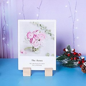 mifengda 20 Pieces Wood Place Card Holders Table Number Holders Stands Small Table Sign Holders Display Rustic Wooden Card Holder with Brown Paper Cards for Wedding Reception Table Party Decoration