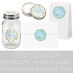 Blue and Gold It's a Boy Baby Shower Favor Stickers, 1.75 in. Thank You Stickers & Envelope Seals - 40 Labels