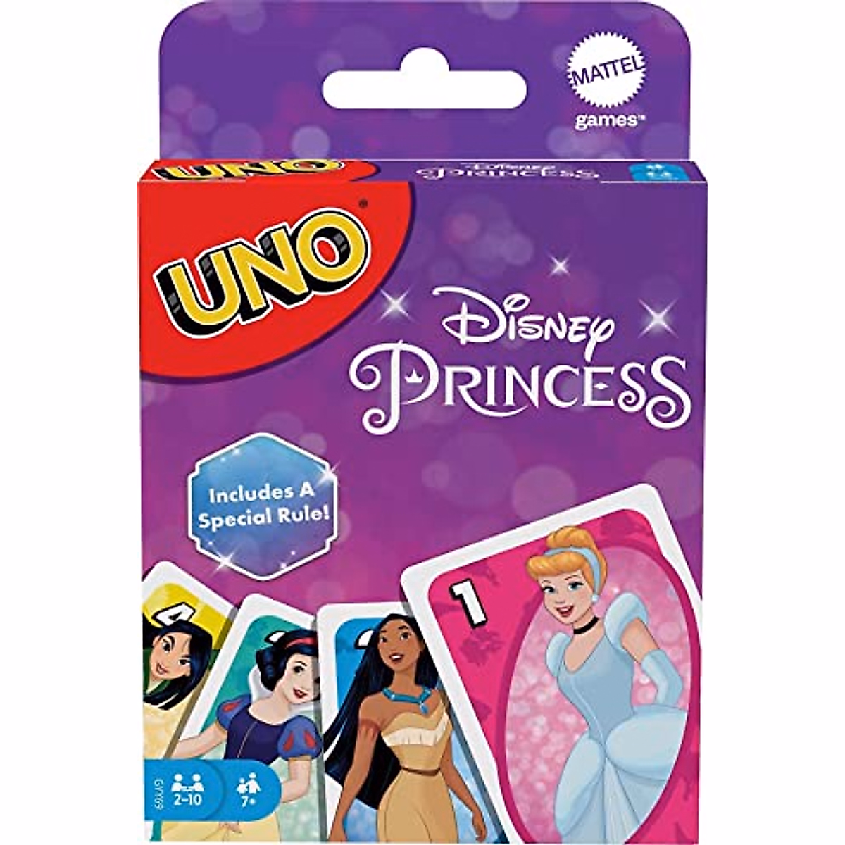 Mattel Games UNO Disney Princesses Card Game for Kids & Family, Themed Deck & Special Rule, 2-10 Players