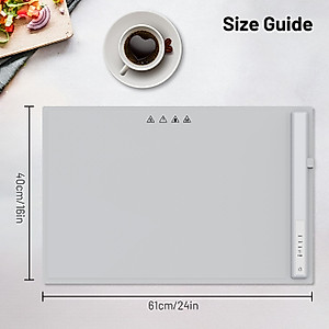 OPYAAON New Electric Warming Tray with Adjustable Temperature, 2024 New Portable Electric Warming Tray Silicone, Foldable Food Warmer Fast Heating for Home Buffets Restaurants (Gray)
