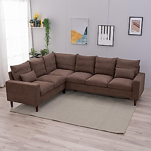 Panana Sectional Sofa 5 Seater Convertible Sectional Sofa Couch L Shaped Couch Sofa (Browm)