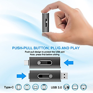 128GB USB C Thumb Drive, KOOTION USB 3.0 Flash Drive Dual Type-C USB Stick High-Speed Jump Drive Aluminum Alloy Photo Memory Stick for Smartphone Mac Laptop