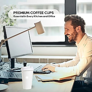 JOLLY PARTY [100 Pack] 16 oz Paper Coffee Cups, Disposable Paper Coffee Cup with Lids, Hot/Cold Beverage Drinking Cup for Water, Juice, Coffee or Tea, Suitable for Home, Shops and Cafes
