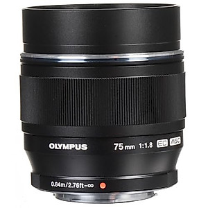 OM SYSTEM OLYMPUS M.Zuiko Digital 75mm F1.8 Black For Micro Four Thirds System Camera, Compact Design, Beautiful Bokeh,Bright
