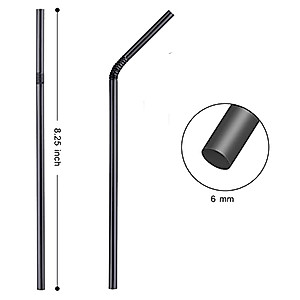 200 Count 100% Plant-Based Compostable Black PLA Straws-KTOB Biodegradable Flexible Drinking Straws - A Fantastic Eco Friendly Alternative to Disposable Plastic Bendable Plasticless Straws