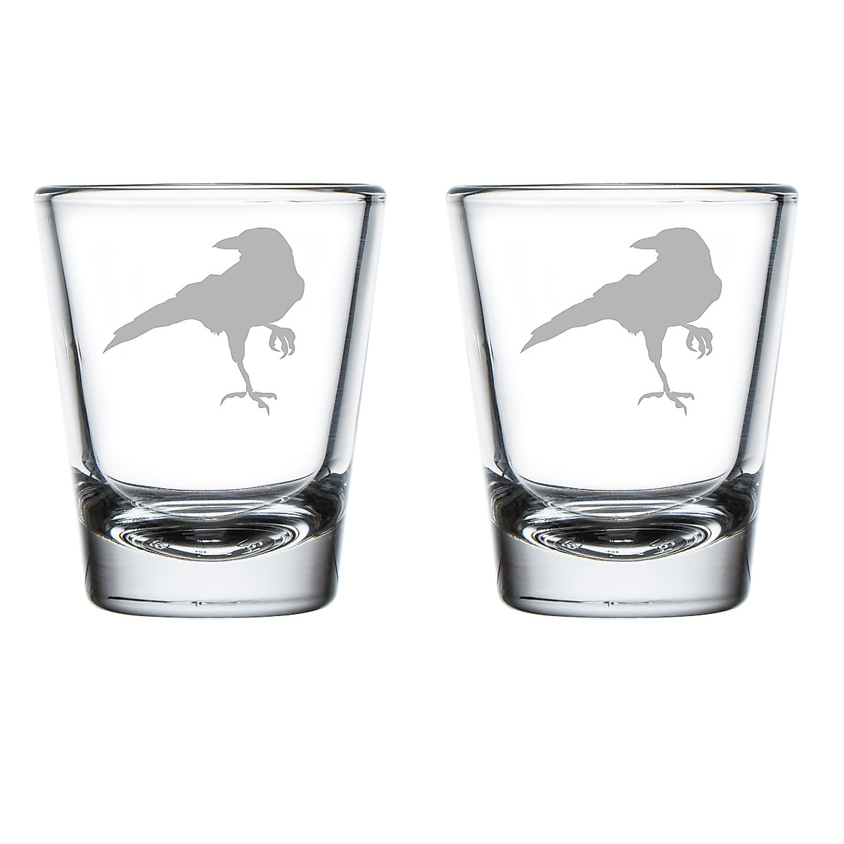 MIP Brand Set of 2 Shot Glasses 1.75oz Shot Glass Crow Raven Blackbird