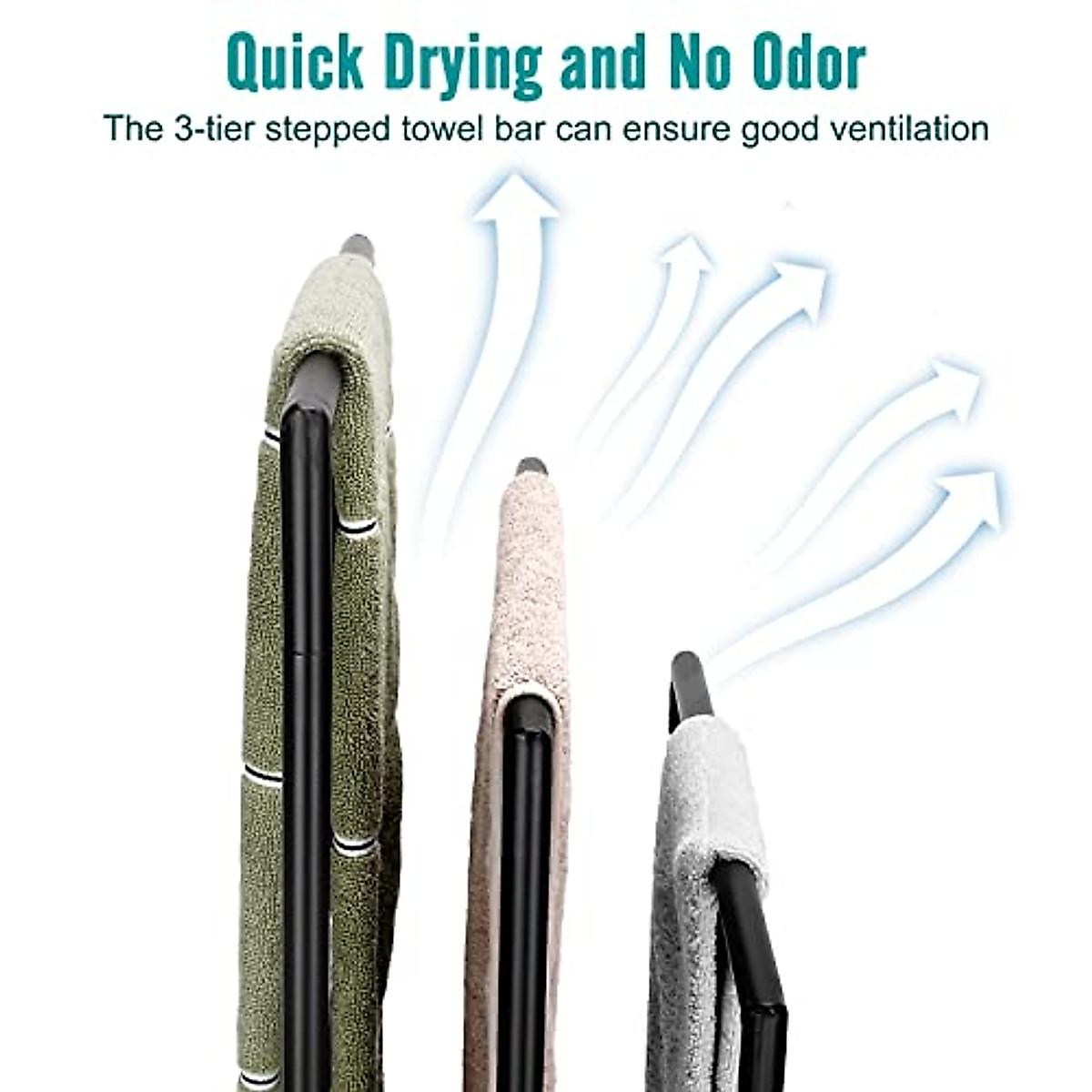 Free Standing Towel Rack, 3 Tier Stainless Steel Towel Racks for Bathroom, Freestanding Towel Rack Stand for Bath Hand Towel, Washcloths, Bath Towels Drying Rack Stand for Bedroom, Bathroom, Pool