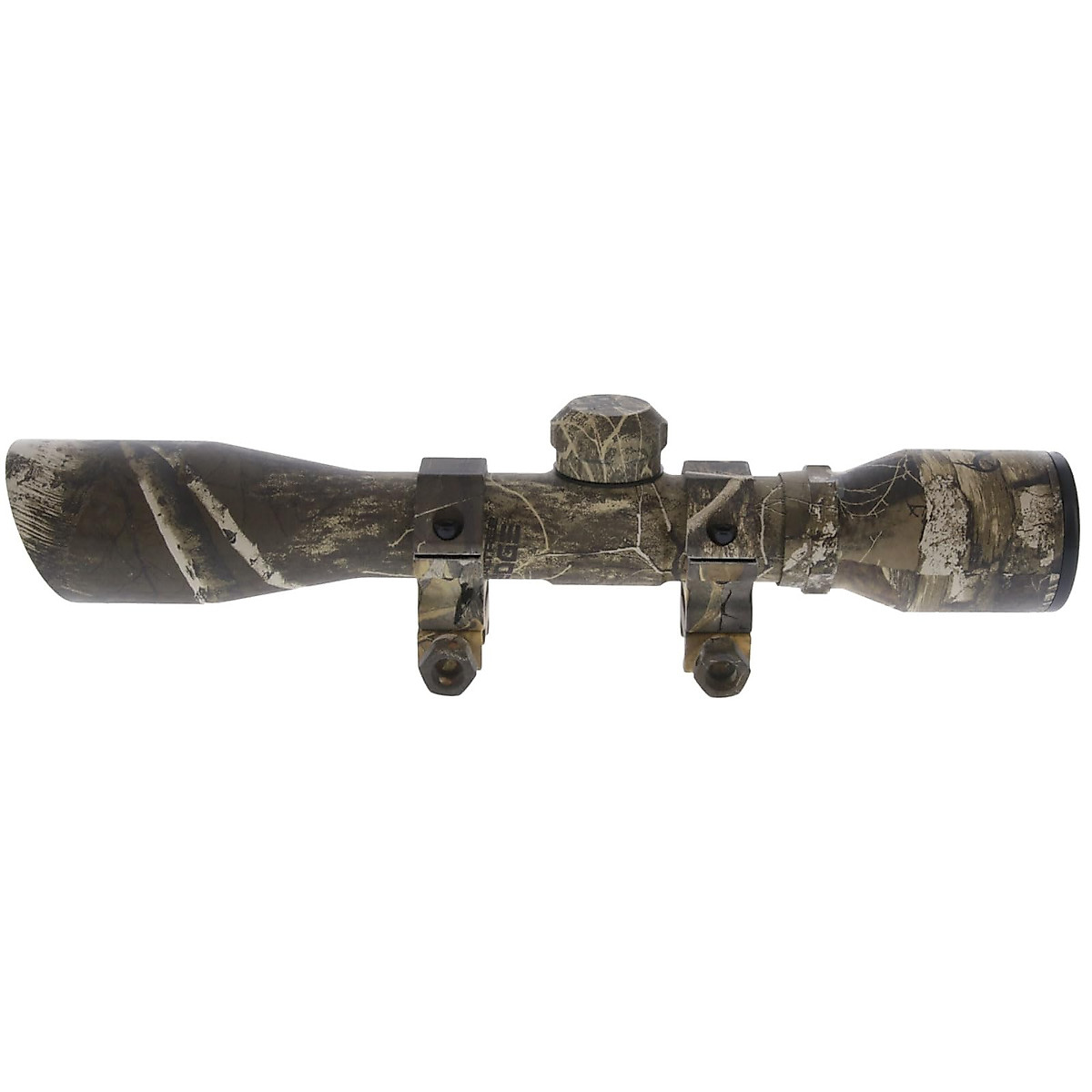 TruGlo 4 x 32 Inch Compact Illuminated Fully-Coated Aluminum Shotgun Hunting Scope with Weaver-Style Rings and Diamond Ballistic Reticle, Camouflage