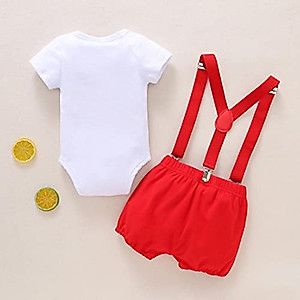 Boy First Birthday Outfit Cake Smash The Very Hungry Caterpillar Crown Suspenders Shorts Pants Bodysuit Set (Outfit not Crown, 18-24 months)