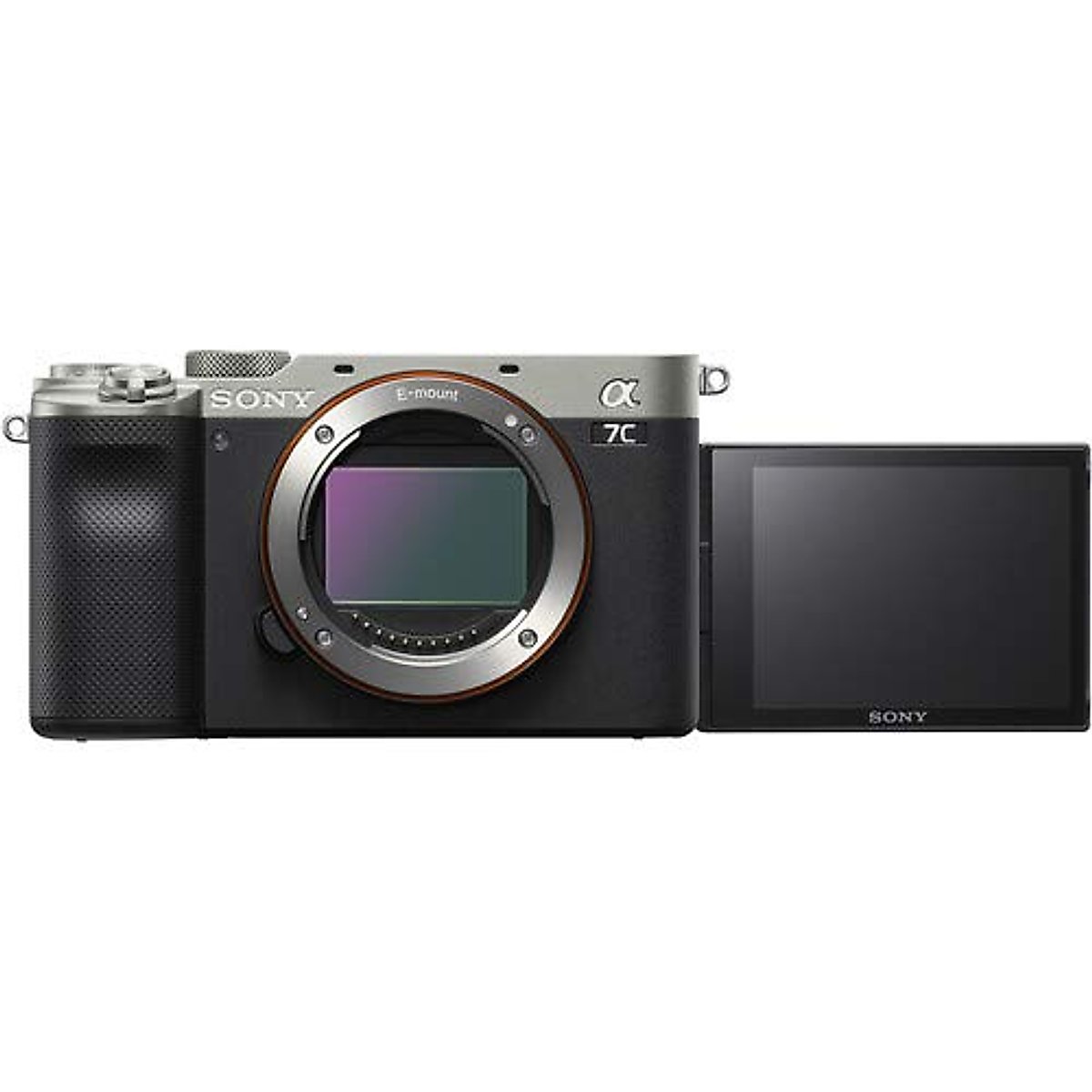 Sony Alpha a7C Mirrorless Digital SLR Camera Body Only Video Bundle (Silver ILCE7C/S) + LED Video Light + Microphone + Extreme Speed 64GB Memory (20pc Bundle)