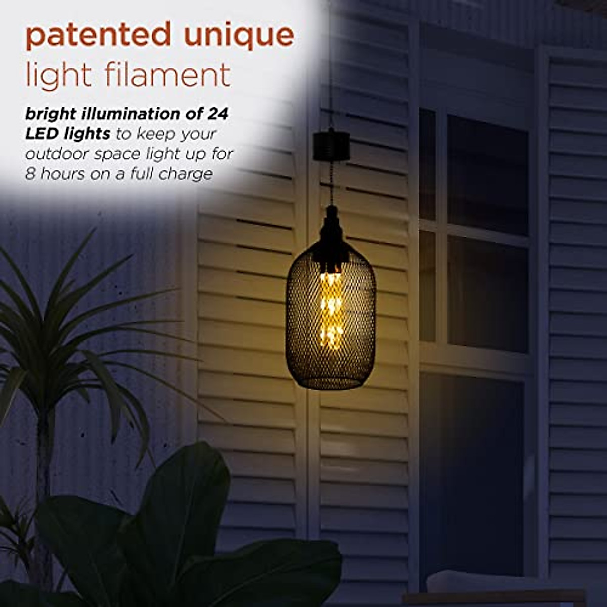 Alpine Corporation QTT391SLR-TM Solar Hanger w/White LED Light, 12", Black