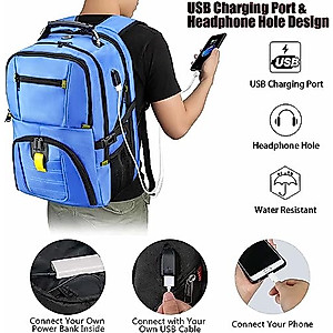 YOREPEK Travel Backpack, Extra Large 50L Laptop Backpacks for Men Women, Water Resistant College Backpack Airline Approved Business Work Bag with USB Charging Port Fits 17 Inch Computers, Cobalt Blue