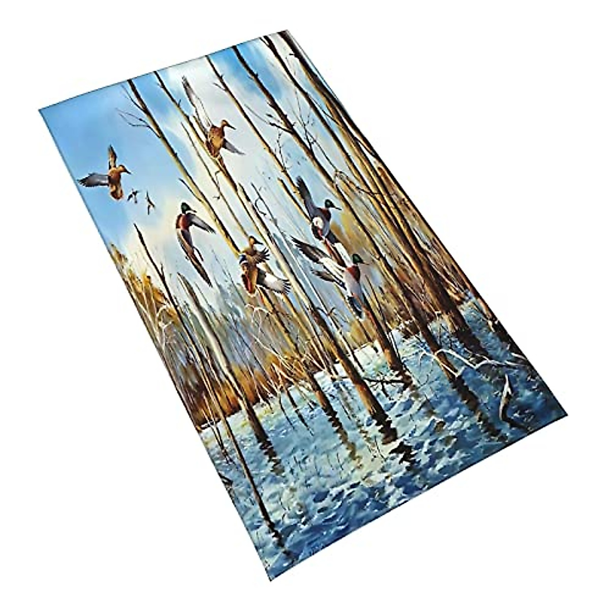 COVASA Duck Hand Towels for Bathroom Set of 2 Mallard Duck Flying Fall Wildlife Animal Hunting Microfiber Small Bath Towels Highly Absorbent Kitchen Dish Fingertip Shower Towel for Spa Gym,15.7"x27.5"