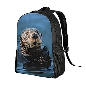 RLDOBOFE Sea Otter Backpack For Women Men Travel Laptop Backpack Rucksack Casual Daypack Lightweight Travel Bag