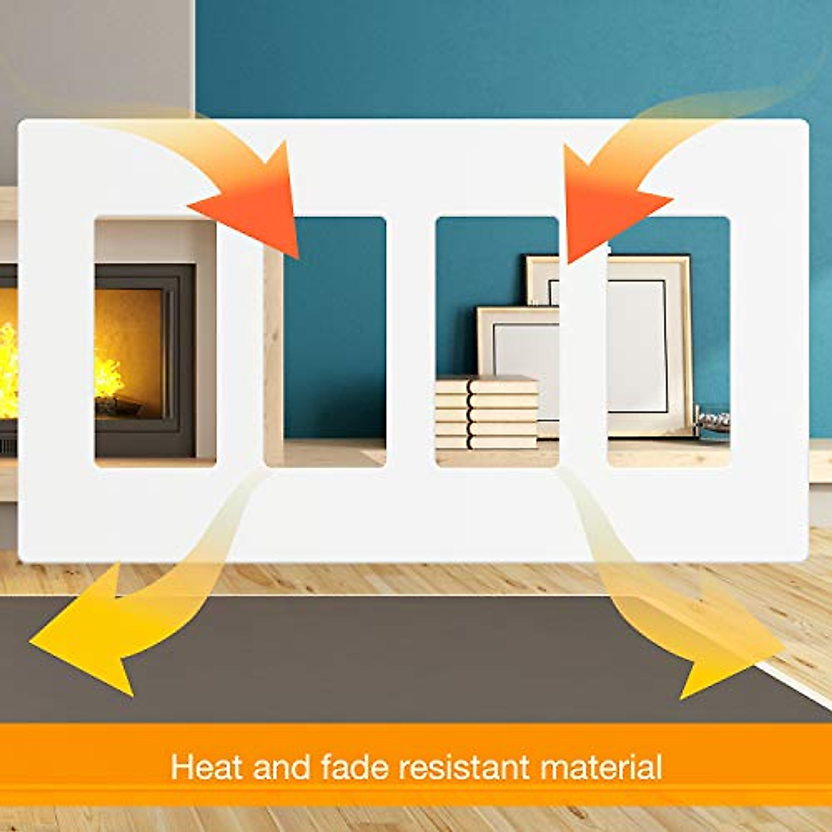 ENERLITES - SI8834-W-STICKER Screwless Decorator Wall Plates Child Safe Outlet Covers, Size 4-Gang 4.68" H x 8.30” L, Unbreakable Polycarbonate Thermoplastic, SI8834-W, Glossy, White