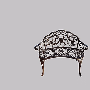 Garden Benches Courtyard Metal Aluminum anticorrosive Durable Rose Carving Backyard Entrance Outdoor Bench (Bronzed)