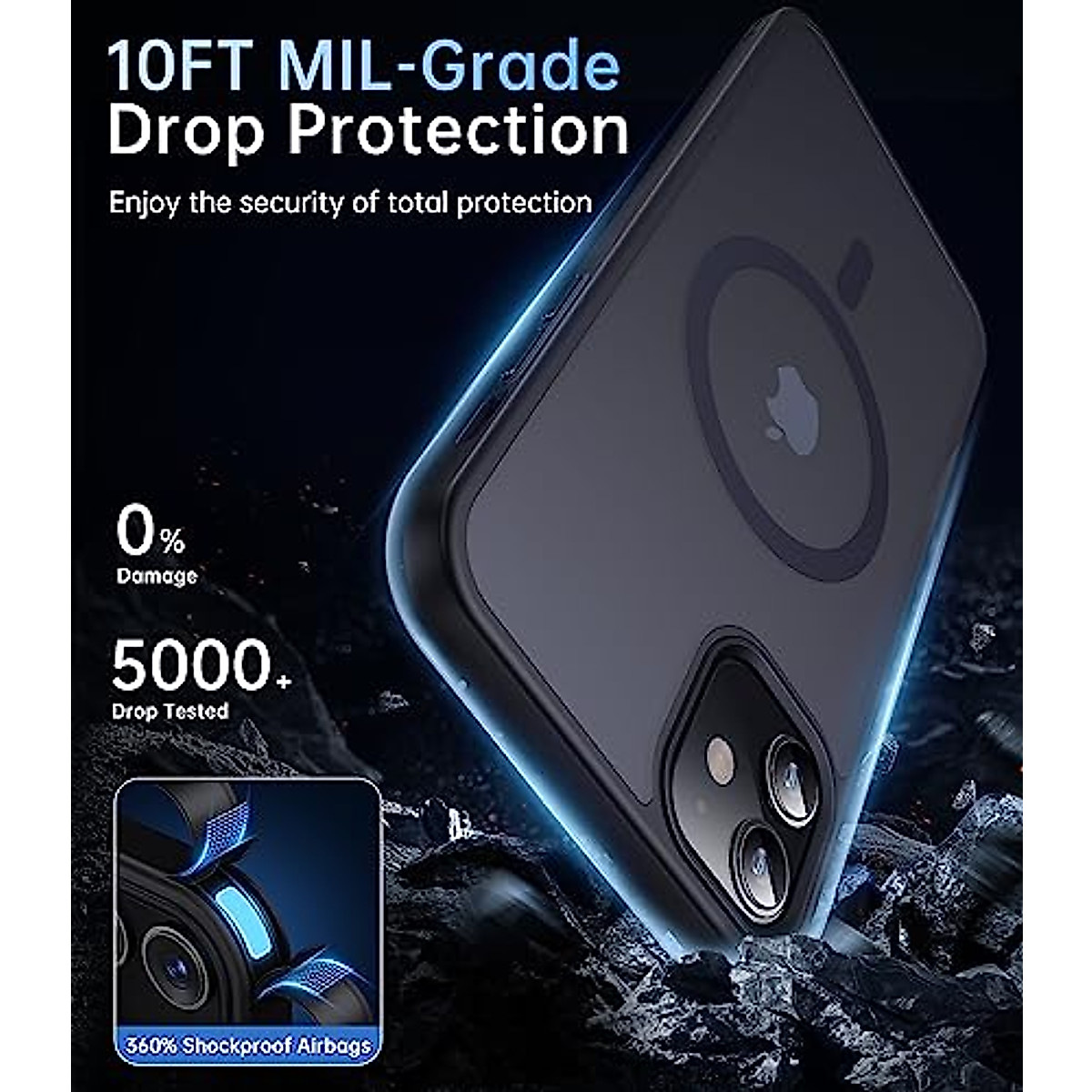 Olialia Strong Magnetic Case for iPhone 11, [Compatible with MagSafe] [Military Drop Protection] Skin-Friendly Touch Shockproof Protective Slim Phone Cover 6.1 inch, Black