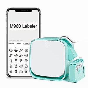 Vixic M960 Label Makers - Bluetooth Mini Label Maker Machine with Tape - Portable Handheld Label Printer,Easy to Use Smartphone Labeler for Home School Small Business Office Organizing, Rechargeable
