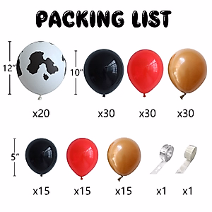 157Pcs First Rodeo Balloon Garland Arch Kit - First Rodeo Party Decorations Backdrop with Black Red Khaki Cow Printed Balloon for CowBoy Themed Party Baby Shower Farm Birthday Party Decorations