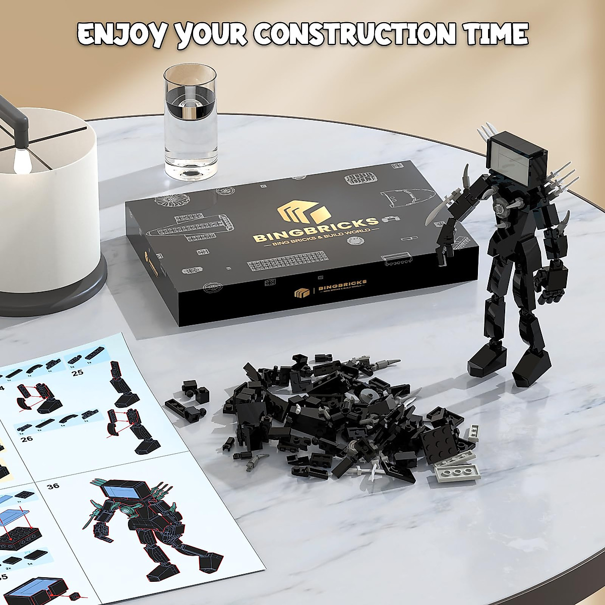 ICEBRICKS Skibidi Toilet TV Man Building Set, Big TV-Man Action Figure Toy,Giant TV Men Building Blocks, Anime Role Play Skibidi Toilet Action Figure, Fun Cartoon Toy for Kids and Fans (165Pcs)