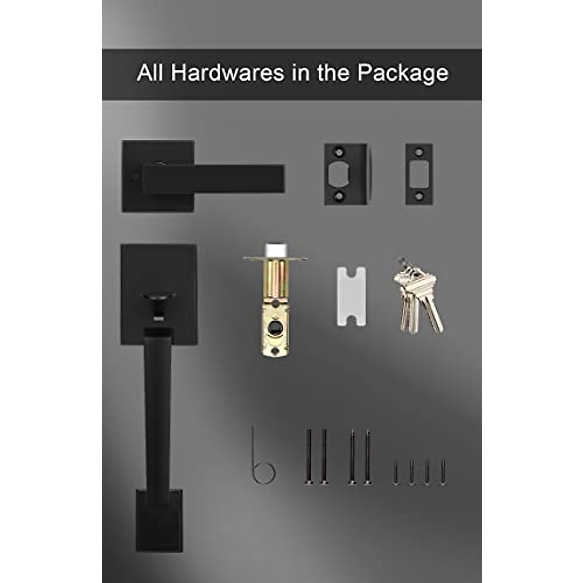 goldenwarm Black Front Door Handle, Entry Door Handle and Reversible Handle Lever, Modern Front Door Handle Only, Matte Black Front Door Entry Handleset, Entry Way Door Handle