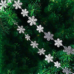 Cheerland 3D Snowflake Garlands Snowflakes for Winter Wonderland Party Deocr Christmas Tree Decorations Xmas Streamer Banner Wedding Baby Shower Birthday Anniversary Home School Office Shop (Silver)