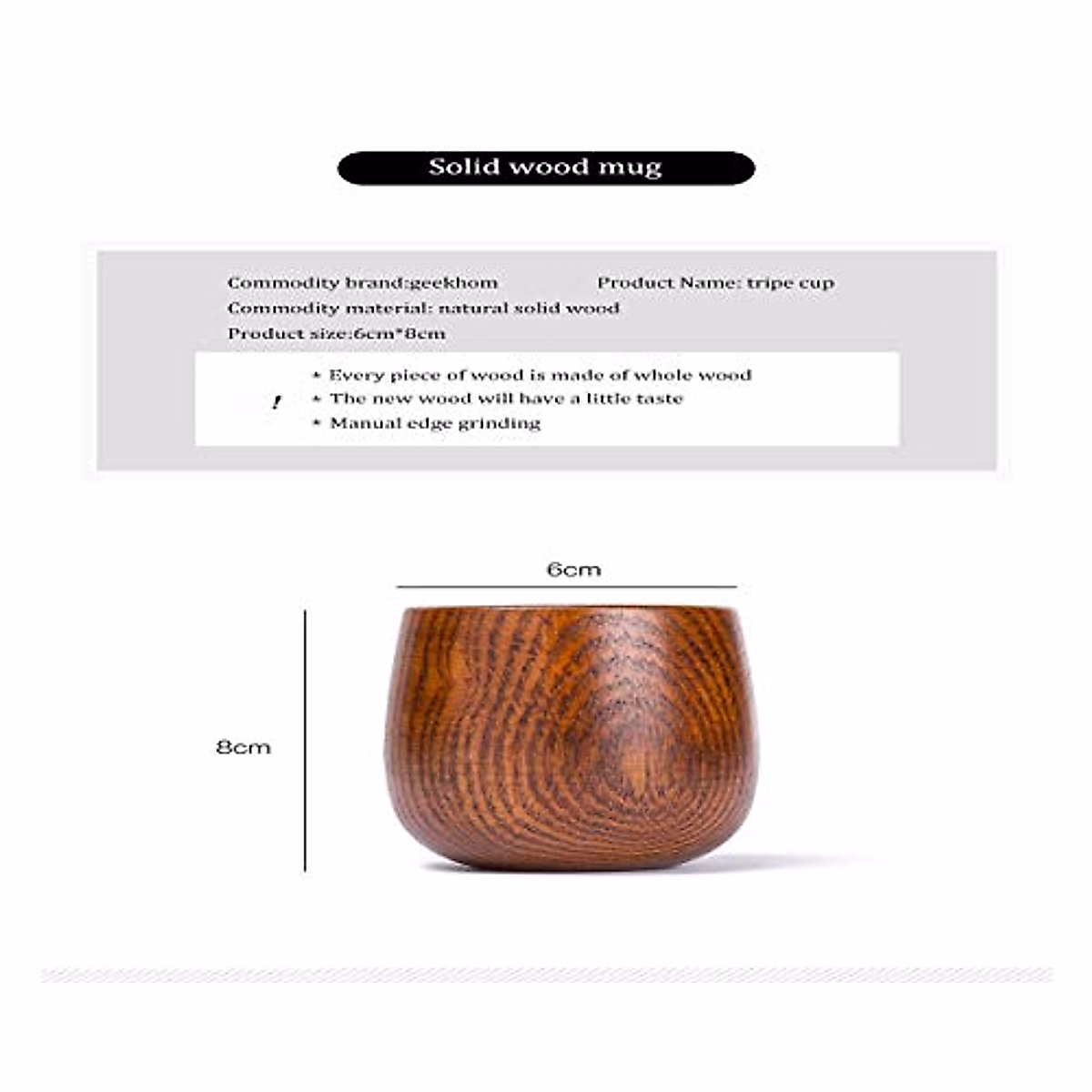 K JINGKELAI Wooden Tea Cups Top Grade Natural Solid Wood Tea Cup 4 Pack,Wooden Teacups Coffee Mug Wine Mug for drinking Tea Coffee Wine Beer Hot Drinks,100-200 ML