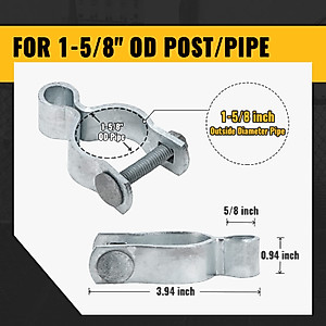 VIVIDA 1-5/8" Chain Link Gate Hinge, Chain Link Fence Female Hinge, Galvanized Steel, for 1-5/8" OD Post/Pipe, Bolts & Nuts Included, 6 PCS