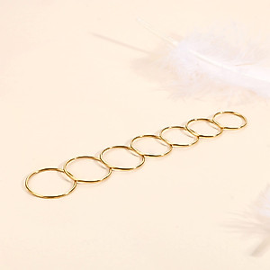 MILACOLATO Gold Rings for Women | 1mm Thin Stainless Steel Bands Rings | Midi Thumb Pinky Toe Stacking Kunckle Rings 7Pcs | Rounded Comfort-Fit Size 3/4/5/6/7/8/9