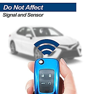 Fit for Chevrolet Chevy Equinox Encore Camaro Cruze Malibu Impala Buick Regal Lacrosse GMC Terrain TPU Key Fob Remote Cover Case Shell Glove Pouch Holder Protector Keyless Entry Sleeve Accessory, Blue