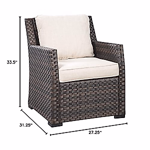Signature Design by Ashley Easy Isle Outdoor Lounge Chair, Dark Brown & Beige