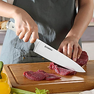 GOODA Knife Set with Block,11 Pieces High Carbon Stainless Steel Kitchen Knife set with Wooden Block,Dishwasher Safe Cooking Knives with Sharp Blade Forged Triple Rivet Ergonomic Handle