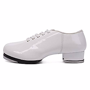 HROYL Women & Men Tap Shoes Unisex Tap Dance Shoes Women Girls Tap Shoes for Jazz Tap Shoes,CL2-White-3.5,US6.5