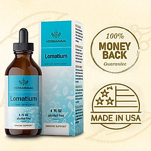 HERBAMAMA Lomatium Tincture - Organic Lomatium Root Drops (4 Fl Oz (Pack of 1))