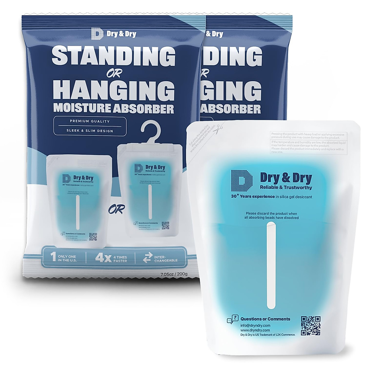 Dry & Dry 8 Packs Standing Moisture Absorbers to Control Excess Moisture for Basements, Closets, Bathrooms, Laundry Rooms - Moisture Absorbers Moisture Absorbers