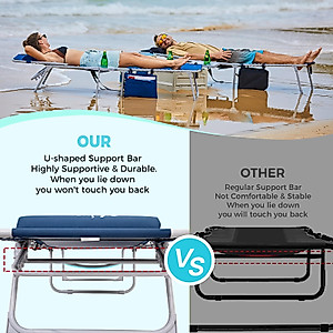 #WEJOY Folding Chaise Lounge Chair with Side Table for Outdoor 5 Positions Patio Beach Lounge Chair with Pillow & Side Pocket Heavy-Duty Lawn Reclining Chair with Shoulder Strap for Sunbathing Pool