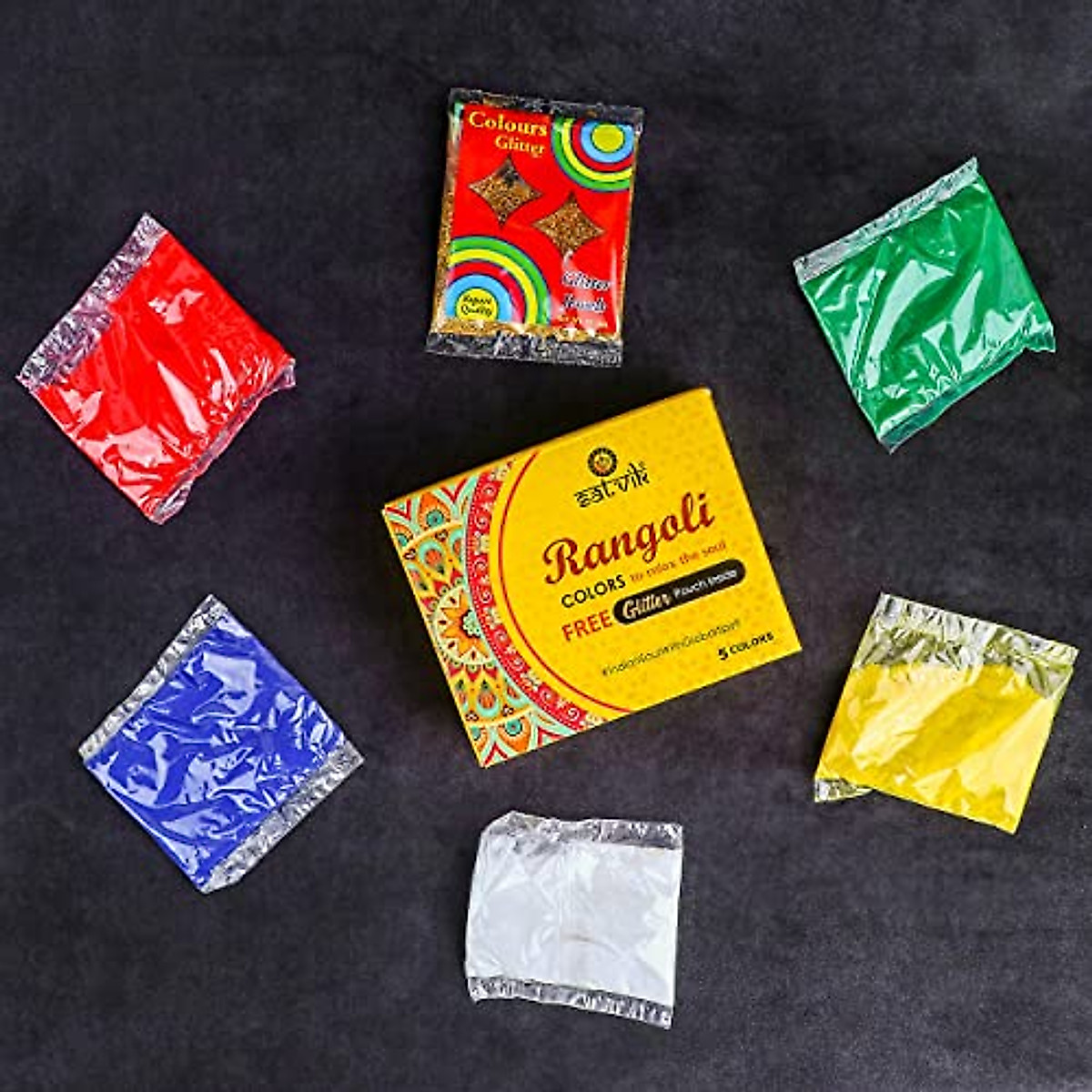 SATVIK 5 Shades Rangoli Colors | Vibrant Festival Art Supplies