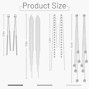 4 Pairs Long Tassel Dangle Drop Earrings Metal Chain Earrings Fake Crystal Pearl Rhinestone Earrings Wedding Formal Jewelry (Elegant Style)