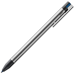 Lamy logo 3-colours - multicoloured ballpoint pen (black, blue, red) with a sight dial mechanism in an elegant stainless steel case - incl ballpoint refills M 21 in black, blue & red