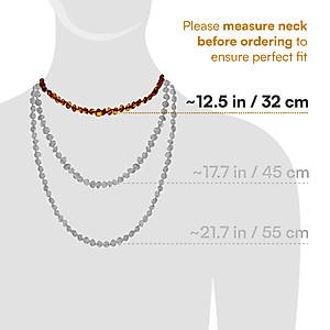 Baltic Amber Necklace (Authentic, Certified) - 12.5 inches - Unisex Jewelry - Cognac (Polished) - Real Amber Beads - Proud to Deliver Genuine Baltic Sea Wonder Handcrafted by Amber Guru
