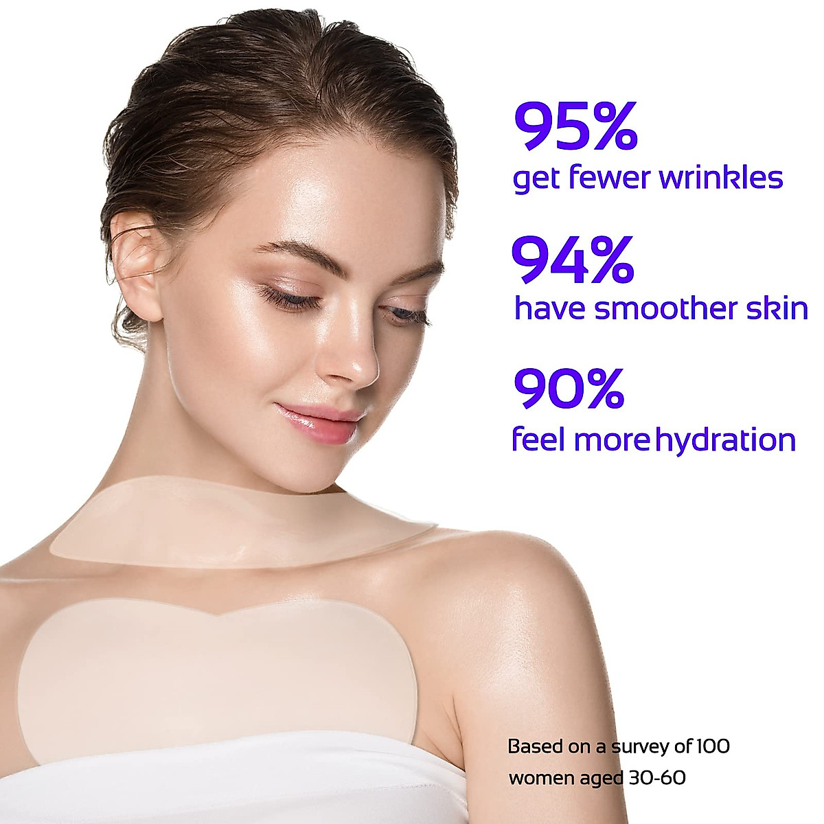 Skywee Professional Products Anti Wrinkle Chest Silicone Pad, Resuable and 100% Medical Grade Décolleté Anti Wrinkle Patches, Smooth Your Skin Set of 2