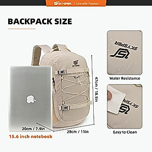 SKYSPER Laptop Backpack 25L Skateboard Travel Backpack for Men Women Business College Backpack(Beige)
